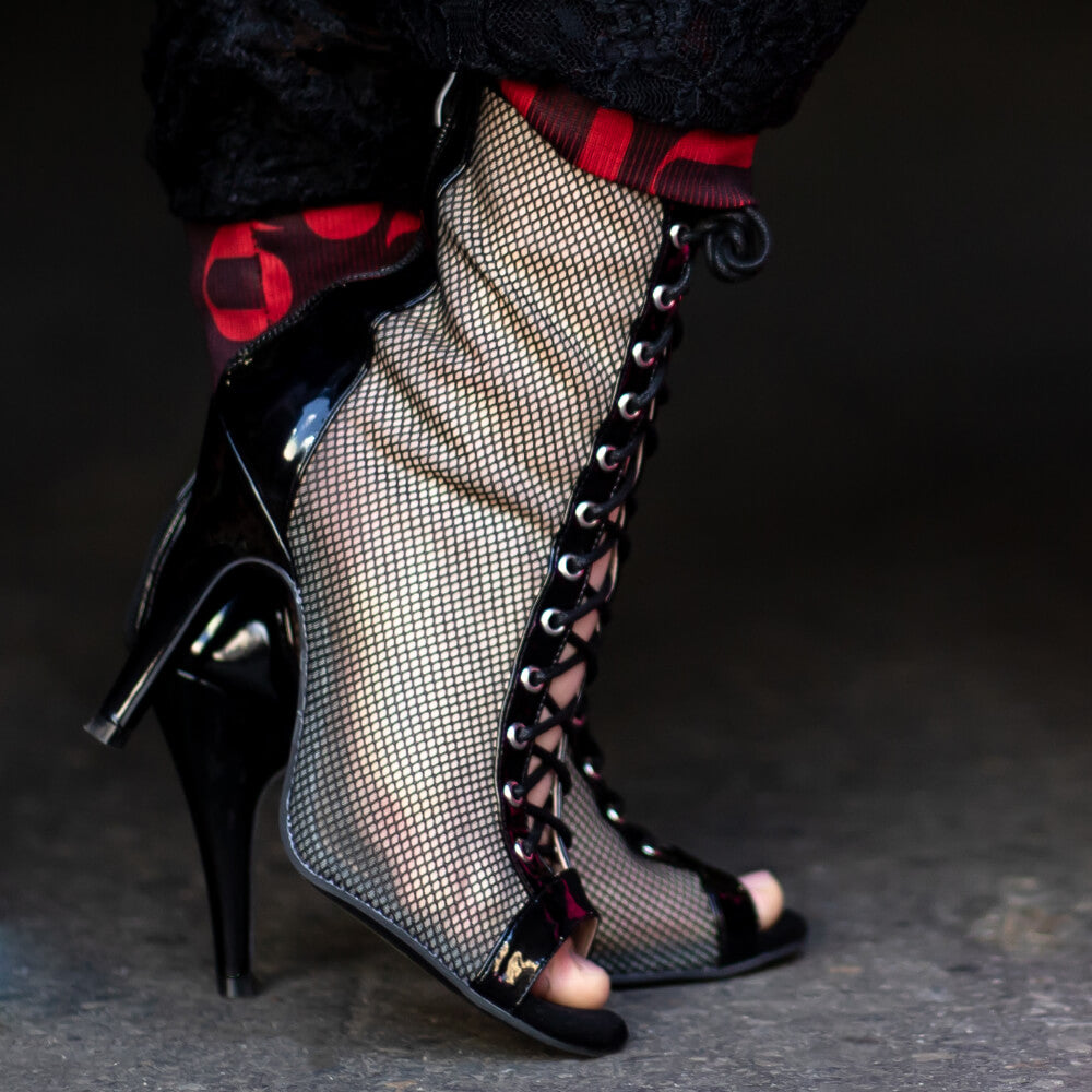 Black Mesh Booties - Shop Online | Burju Shoes